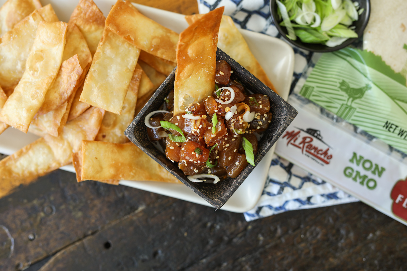 Ahi Tuna Poke with Flour Crisps Recipe | Mi Rancho®: Pure Tortilla Joy